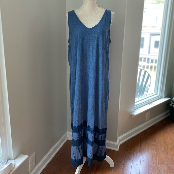 J. Jill | Dresses | Jjill Pure Jill Blue Sleeveless V Neck Maxi W Tie ...